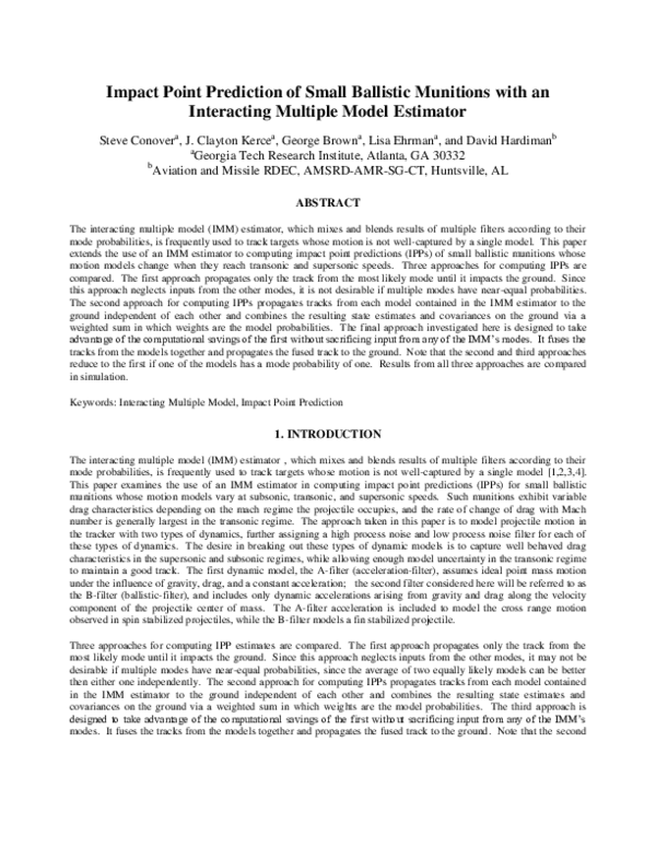 (PDF) Impact point prediction of small ballistic munitions with an ...