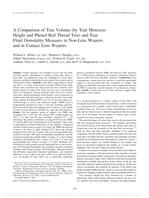 (PDF) A Comparison of Tear Volume (by Tear Meniscus Height and Phenol ...