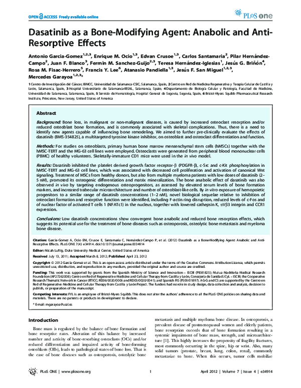 (PDF) Dasatinib as a Bone-Modifying Agent: Anabolic and Anti-Resorptive ...
