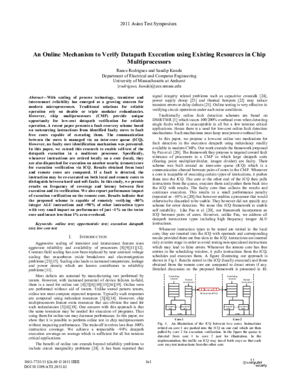 (PDF) An Online Mechanism to Verify Datapath Execution Using Existing Resources in Chip ...