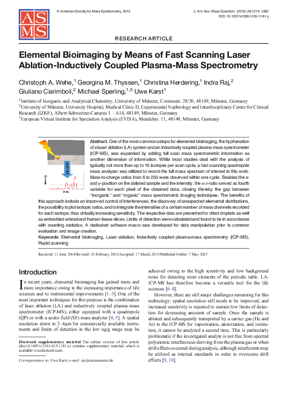 (PDF) Elemental Bioimaging by Means of Fast Scanning Laser Ablation ...