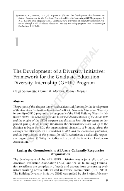 (PDF) The Development of a Diversity Initiative: Framework for the ...