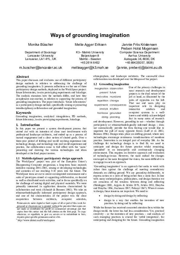 (PDF) Ways of grounding imagination | Mette Agger Eriksen - Academia.edu