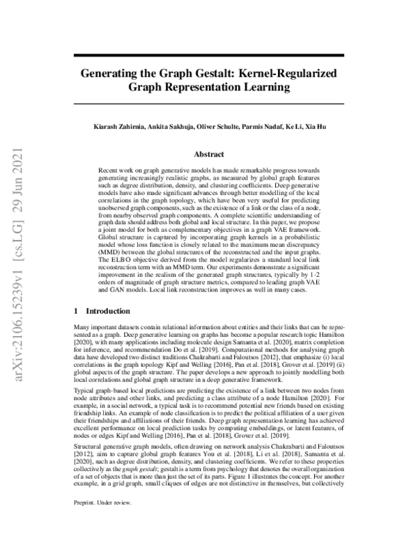 (PDF) Generating the Graph Gestalt: Kernel-Regularized Graph Representation Learning