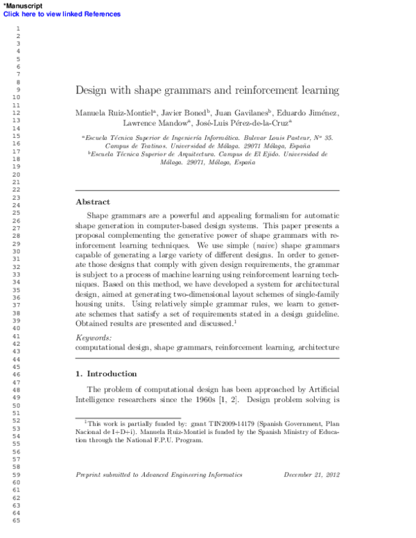 (PDF) Design with shape grammars and reinforcement learning