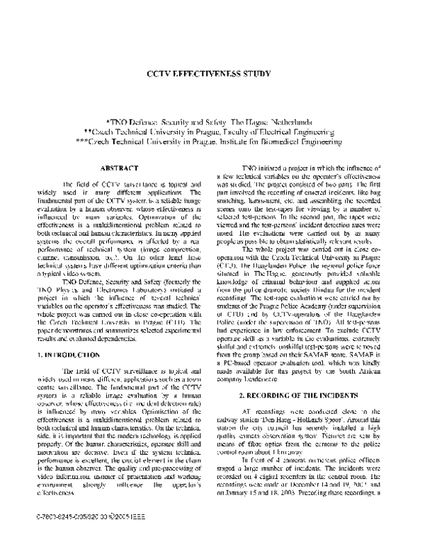 (PDF) CCTV EFFECTIVENESS STUDY