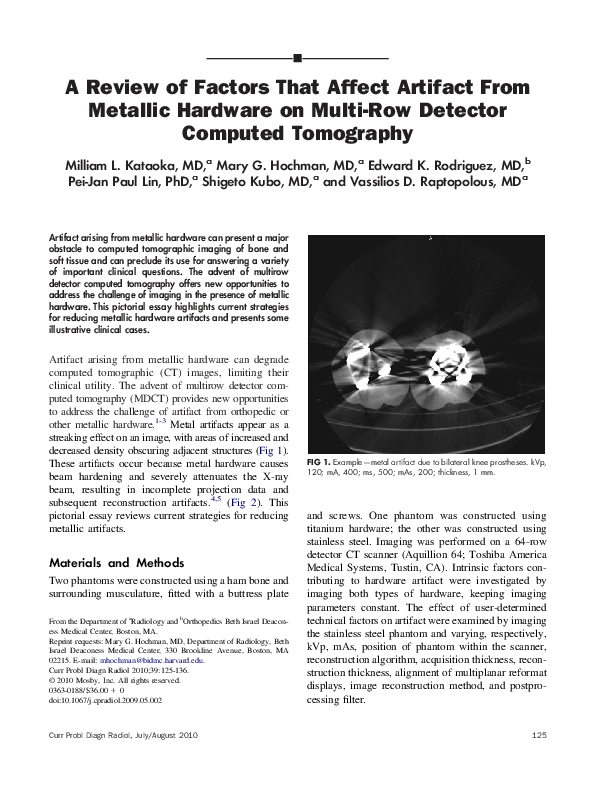 (PDF) A review of factors that affect artifact from metallic hardware on multi-row detector ...