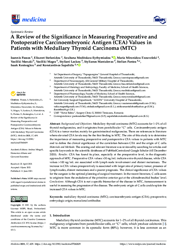 (PDF) A Review of the Significance in Measuring Preoperative and Postoperative Carcinoembryonic ...