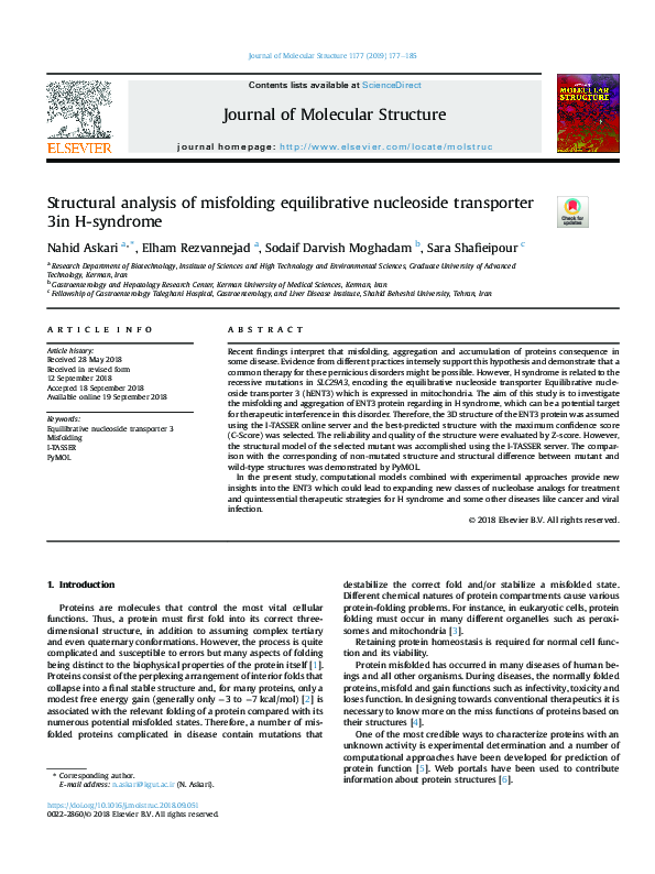 (PDF) Structural analysis of misfolding equilibrative nucleoside ...