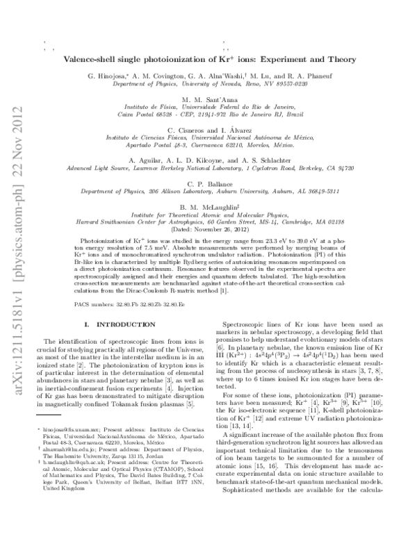 (PDF) Valence-shell single photoionization of Kr^{+} ions: Experiment ...