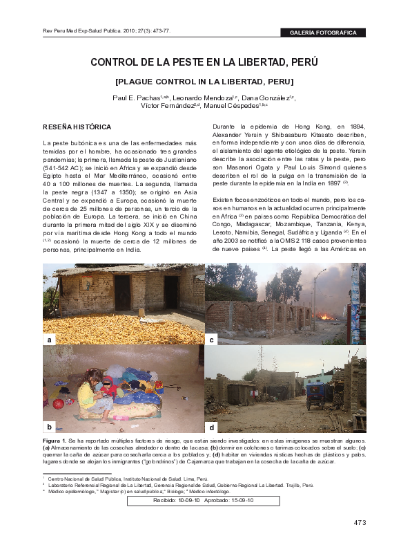 (PDF) CONTROL DE LA PESTE EN LA LIbERTAD, PERÚ (PLAGUE CONTROL IN LA ...