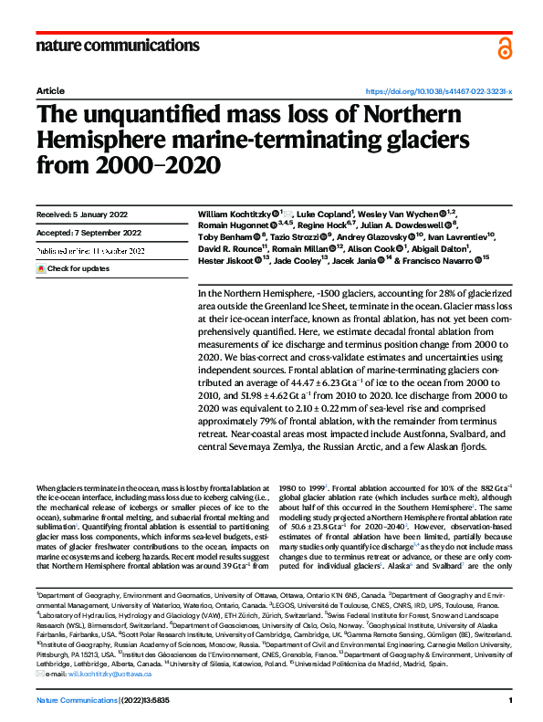 (PDF) The unquantified mass loss of Northern Hemisphere marine ...