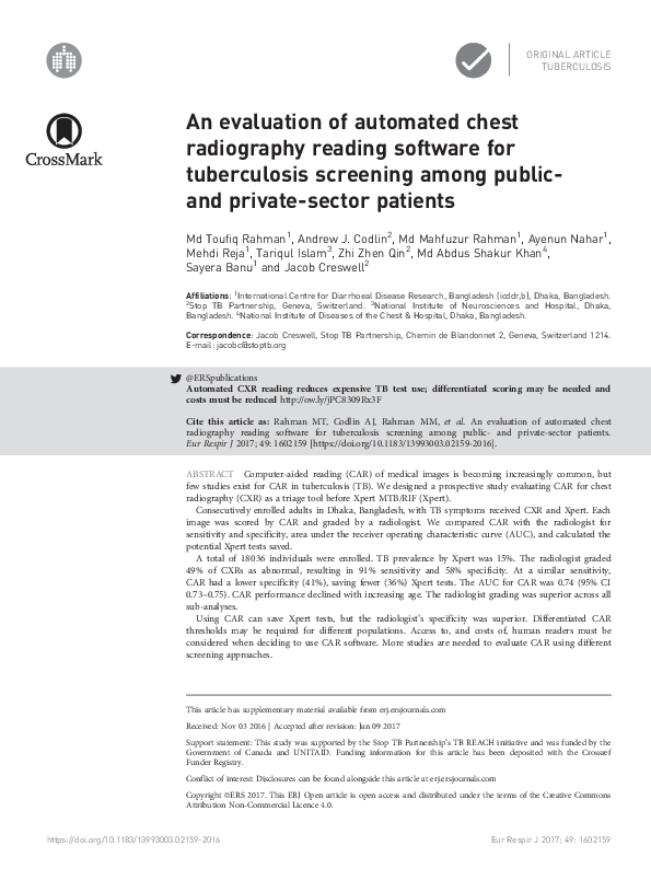(PDF) An evaluation of automated chest radiography reading software for ...