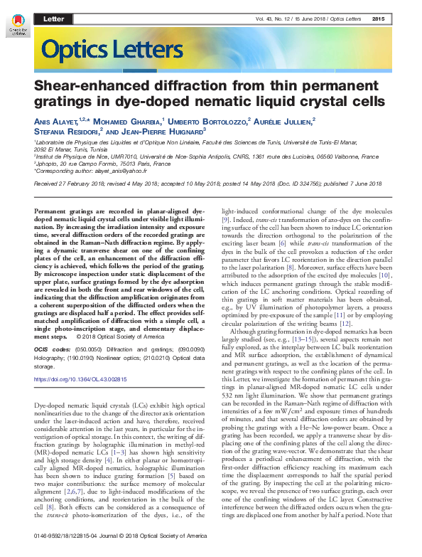 (PDF) Shear-enhanced diffraction from thin permanent gratings in dye ...