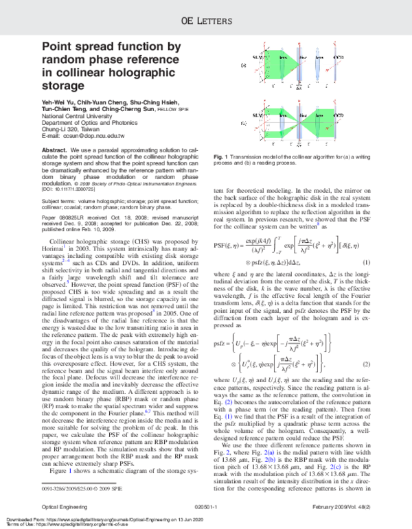 (PDF) Point spread function by random phase reference in collinear ...