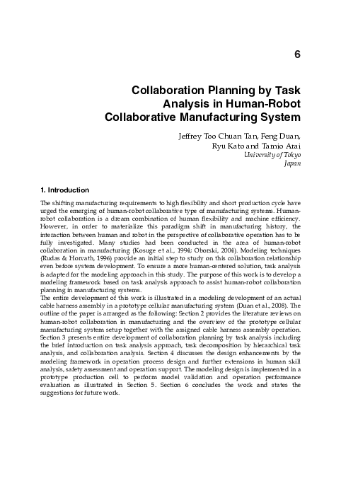 (PDF) Collaboration Planning by Task Analysis in Human-Robot Collaborative Manufacturing System