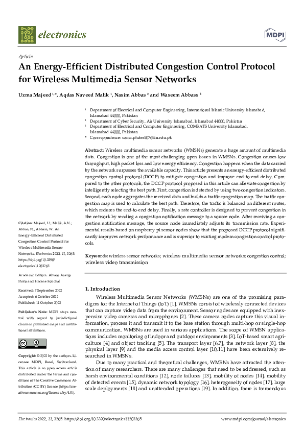 Pdf An Energy Efficient Distributed Congestion Control Protocol For Wireless Multimedia Sensor