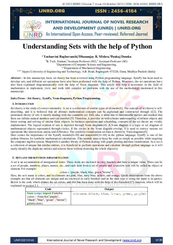 Understanding Sets With The Help Of Python 