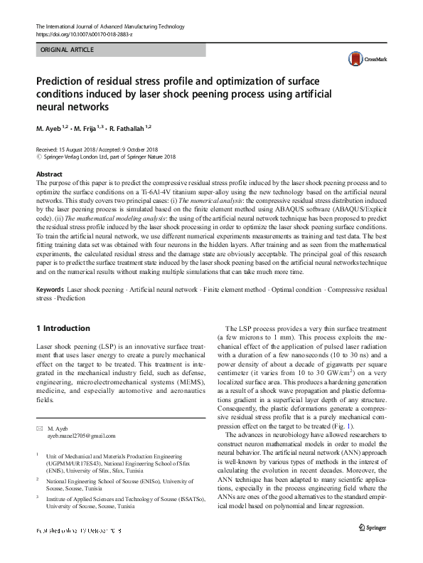 (PDF) Prediction of residual stress profile and optimization of surface ...
