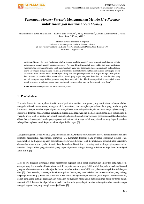 (PDF) Penerapan Memory Forensic Menggunakan Metode Live Forensic untuk ...