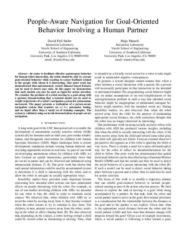 (PDF) People-aware navigation for goal-oriented behavior involving a human partner