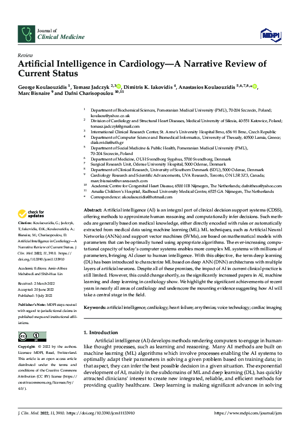 (PDF) Artificial Intelligence in Cardiology—A Narrative Review of ...