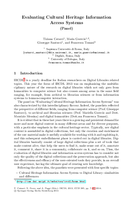 (PDF) Evaluating Cultural Heritage Information Access Systems