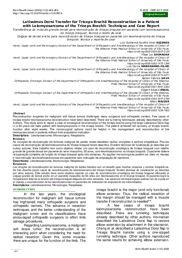(PDF) Latissimus Dorsi Flap for Triceps Reconstruction