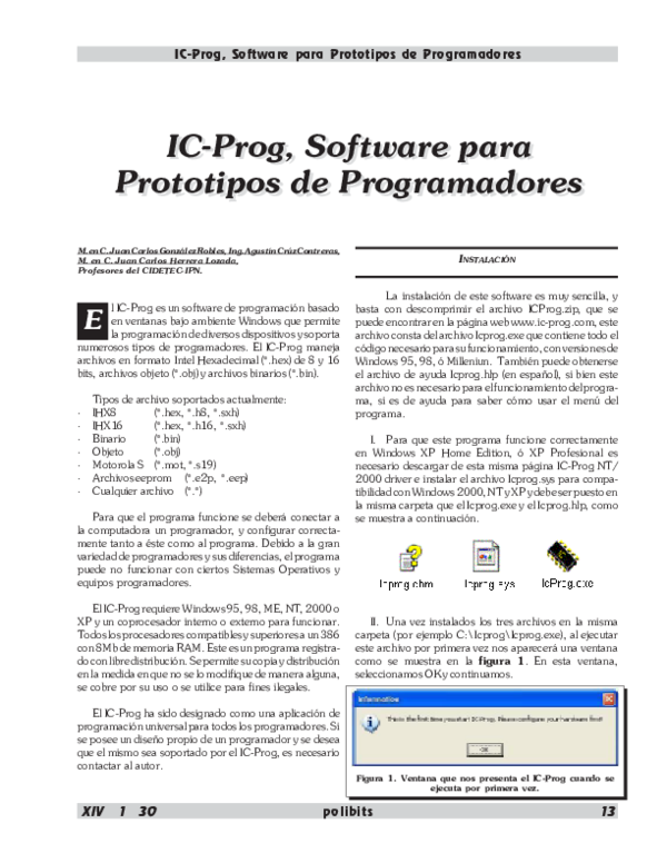 (PDF) IC-Prog, Software para Prototipos de Programadores