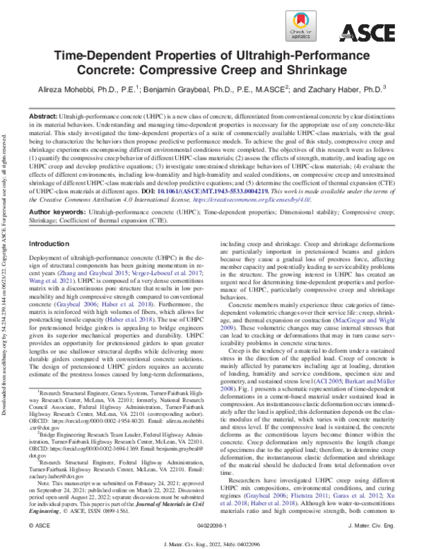 (PDF) Time-Dependent Properties of Ultrahigh-Performance Concrete ...