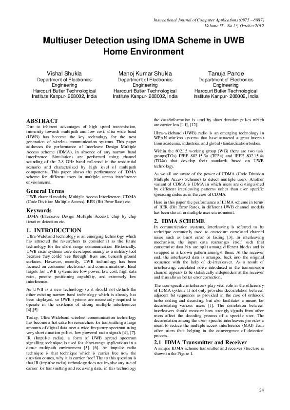 (PDF) Multiuser Detection using IDMA Scheme in UWB Home Environment