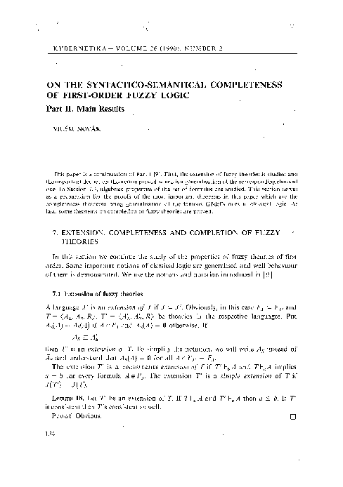 (PDF) Completeness Theorems in First-Order Fuzzy Logic