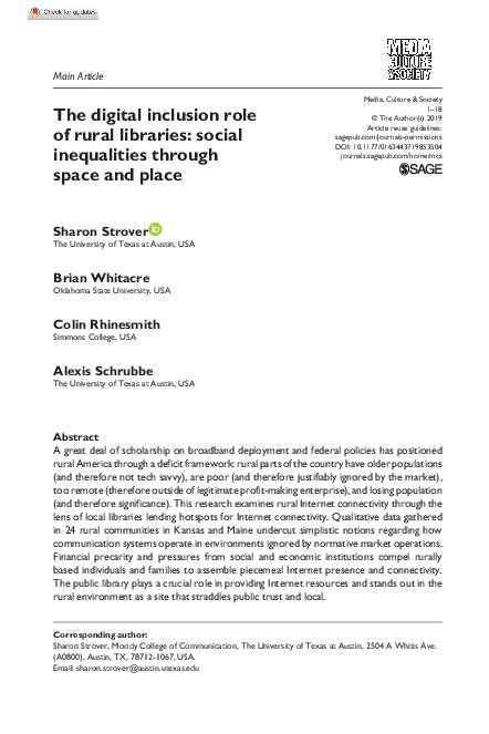 (PDF) The digital inclusion role of rural libraries: social ...