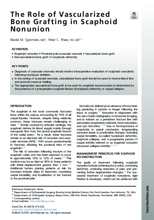 (PDF) The Role of Vascularized Bone Grafting in Scaphoid Nonunion