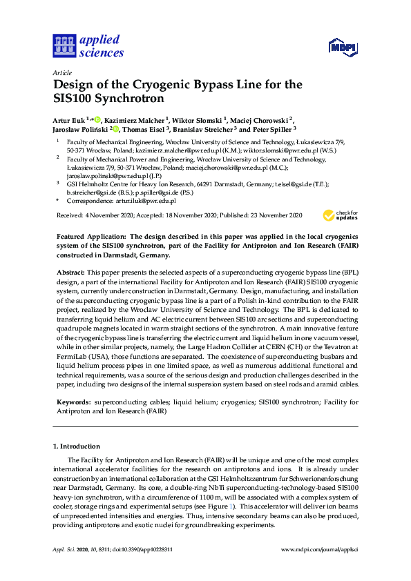 (PDF) Cryogenic Bypass Line Design for SIS100