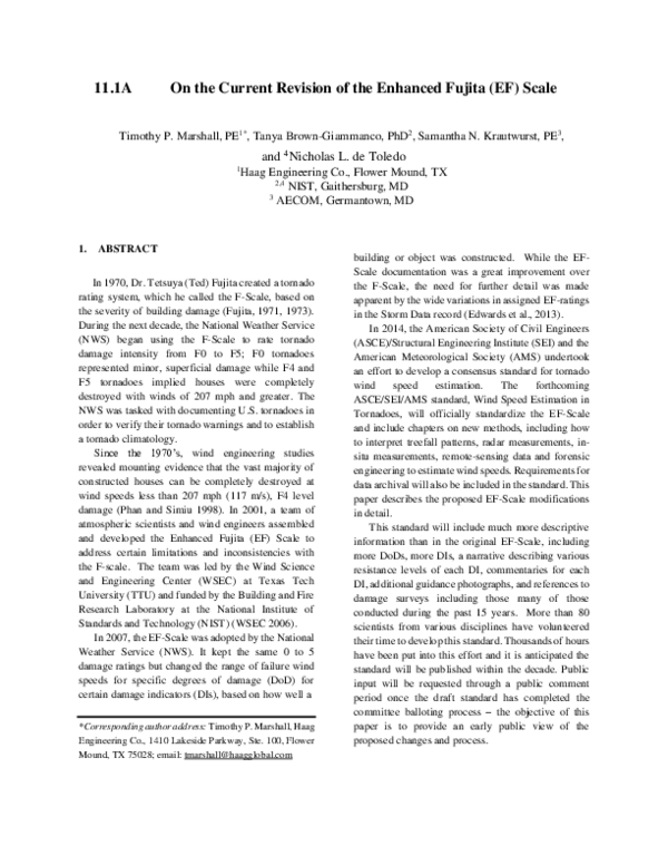 (PDF) On the Current Revision of the Enhanced Fujita (EF) Scale