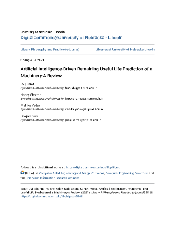(PDF) Artificial Intelligence-Driven Remaining Useful Life Prediction ...