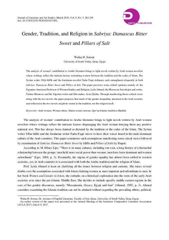 (PDF) Gender, Tradition, and Religion in Sabriya: Damascus Bitter Sweet ...
