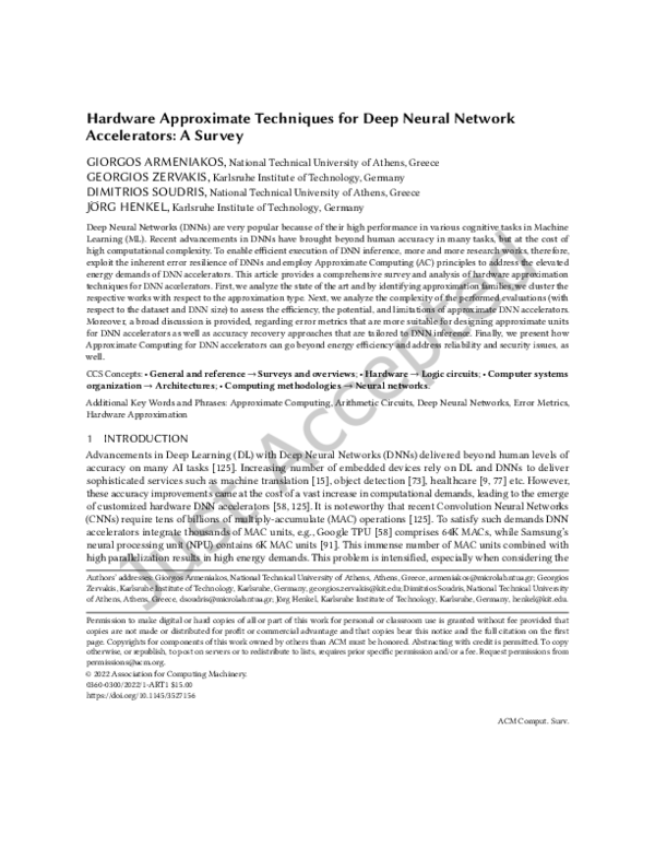 Pdf Hardware Approximate Techniques For Deep Neural Network