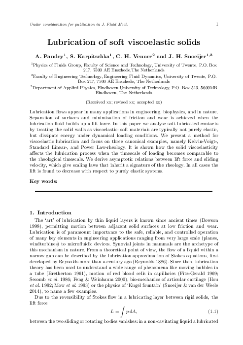 (PDF) Lubrication of soft viscoelastic solids