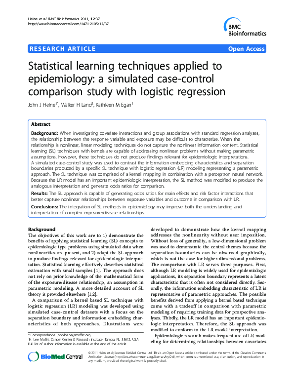 (PDF) Statistical learning techniques applied to epidemiology: a ... (PDF) Statistical learning techniques applied to epidemiology: a ...