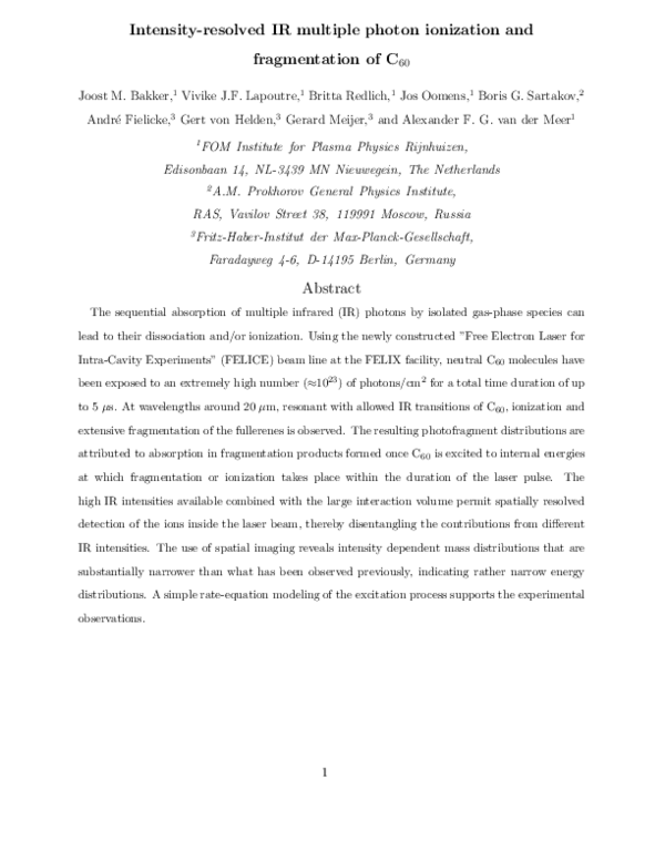(PDF) Intensity-resolved IR multiple photon ionization and ...