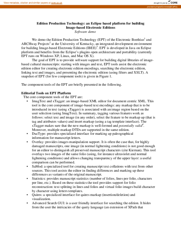 (PDF) Edition production technology: an eclipse based platform for ...