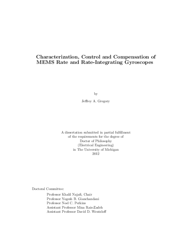 (PDF) Characterization, Control and Compensation of MEMS Rate and Rate-Integrating Gyroscopes