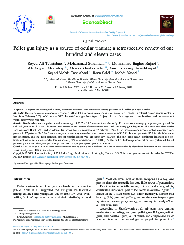 (PDF) Pellet gun injury as a source of ocular trauma; a retrospective ...