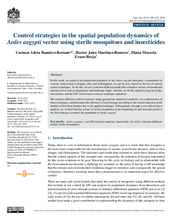 (PDF) Optimal Control of Aedes aegypti Populations
