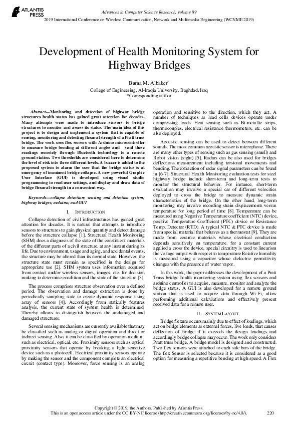 (PDF) Development of Health Monitoring System in Highway Bridges