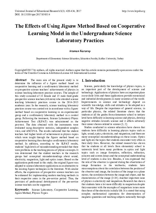 (PDF) The Effects of Using Jigsaw Method Based on Cooperative Learning ...