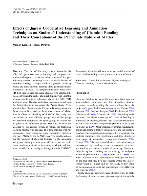 (PDF) Effects of Jigsaw Cooperative Learning and Animation Techniques ...