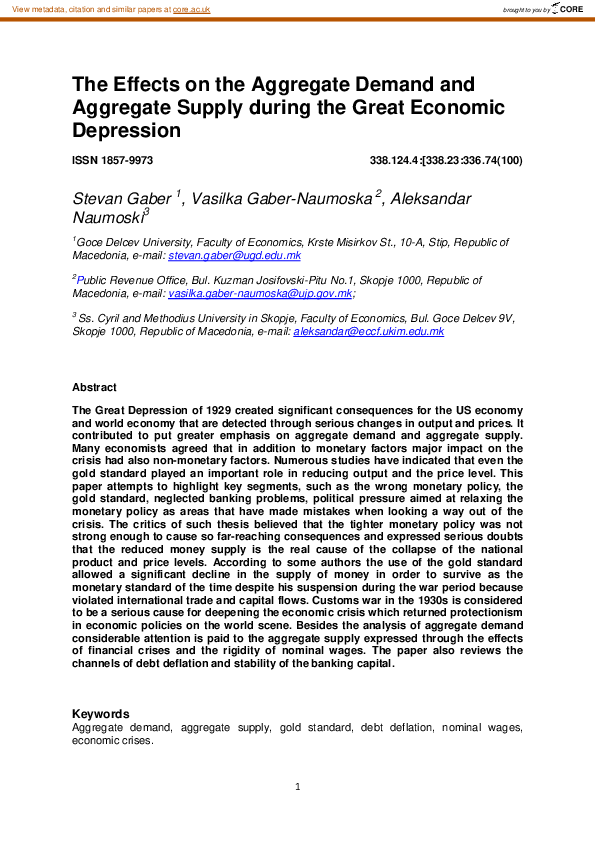 (PDF) The Effects on the Aggregate Demand and Aggregate Supply During ...